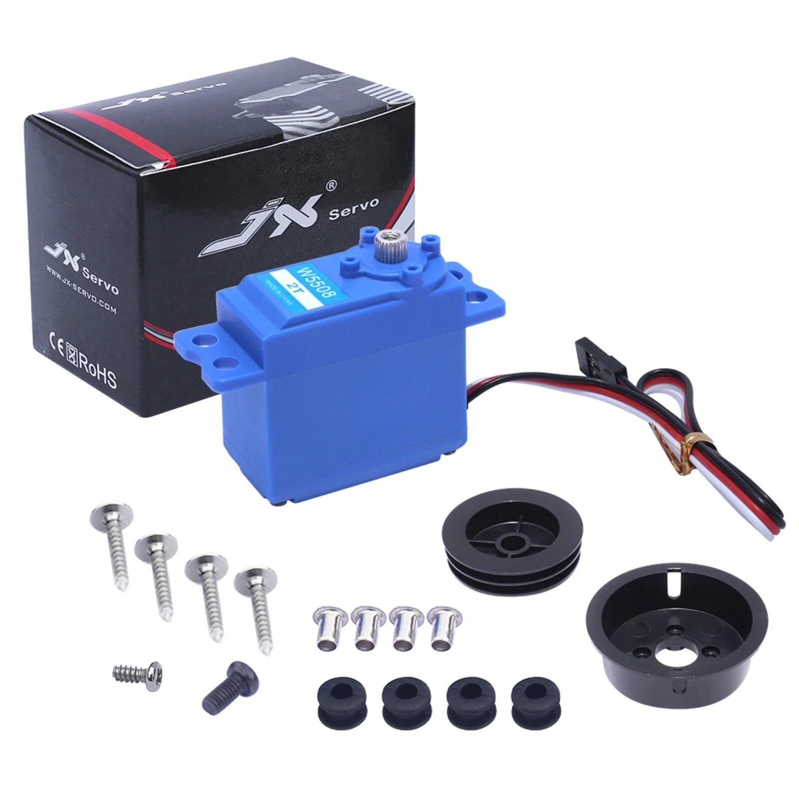 Сервопривод JX Servos W5508-2T Высокоскоростной, 8 Кг, 0.4 С, 6 В, С Металлическим Редуктором, Для Радиоуправляемых Лодок, Яхт