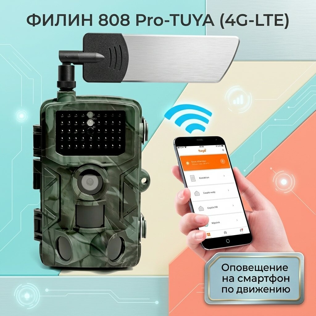 Уличная 4К/4G TUYA-APP фотоловушка Филин 808 Pro-TUYA 4G-LTE