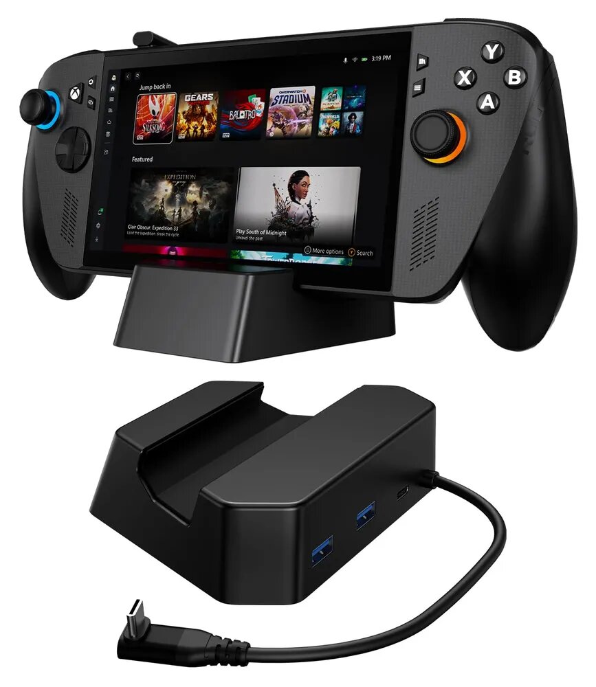 Зарядная подставка для ROG Xbox Ally X/ROG Xbox Ally, замена портативной док-станции для телевизора на 2 порта USB-A/USB-C мощностью 100 Вт Нет сетевого порта