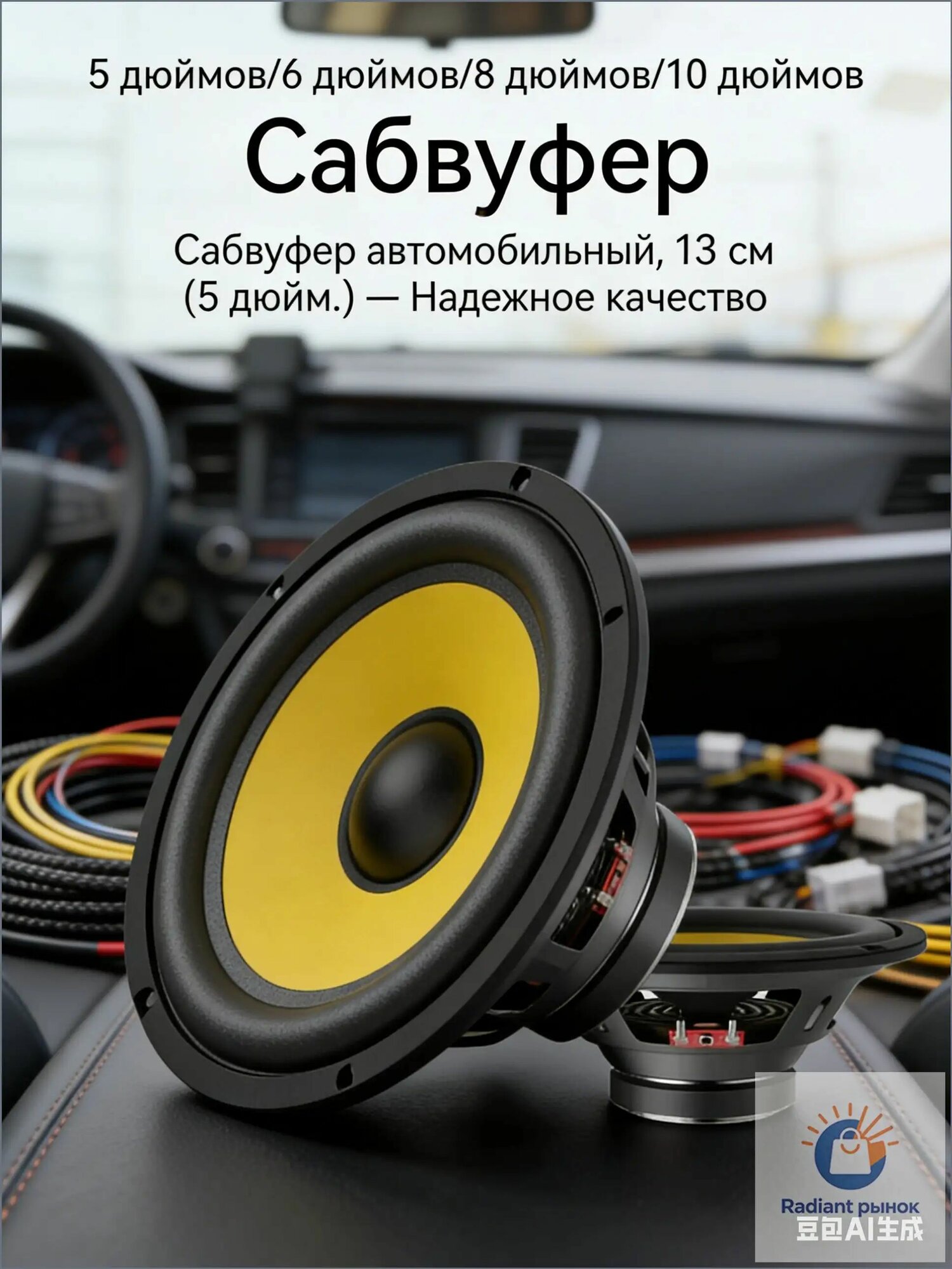 Сабвуфер автомобильный, 13 см (5 дюйм.)