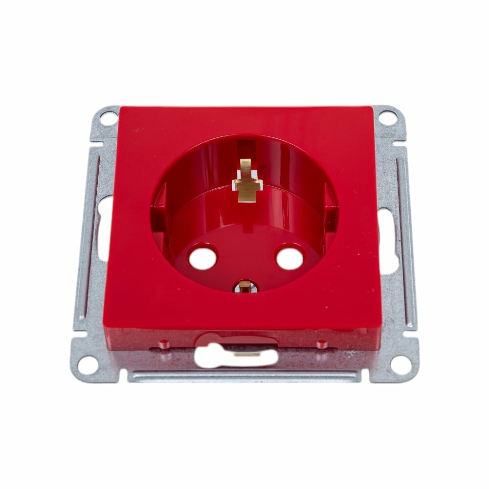 Розетка Systeme Electric AtlasDesign Красный с/з со шторками, 16А, механизм SE ATN002045 — фото 1