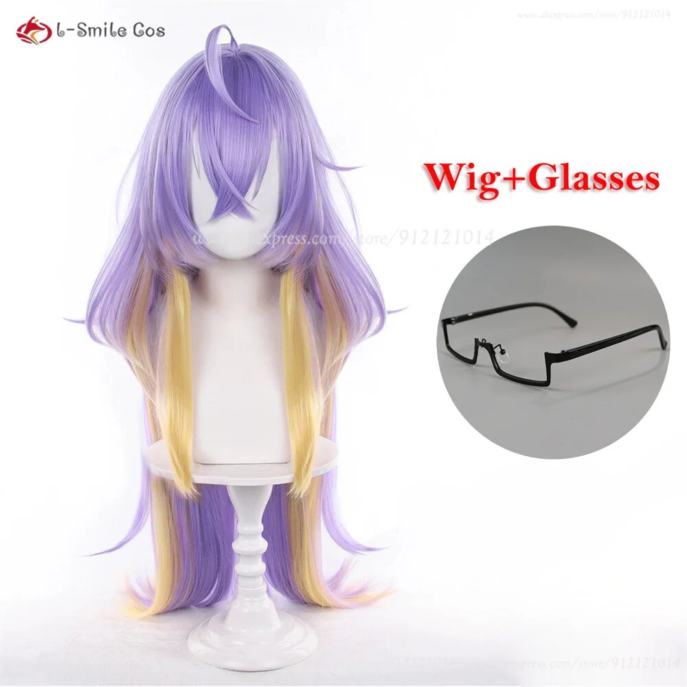 NTE Fadia Косплей Парик 80 см Фиолетово-Желтый Wig and Glasses