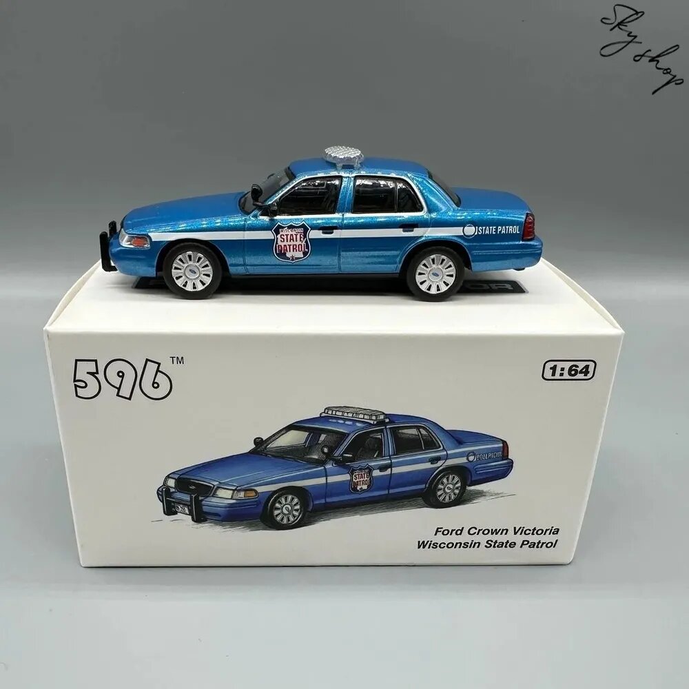 Машинка 596 Model 1:64 Ford Crown Victoria Wisconsin State Patrol модельки машин металлические