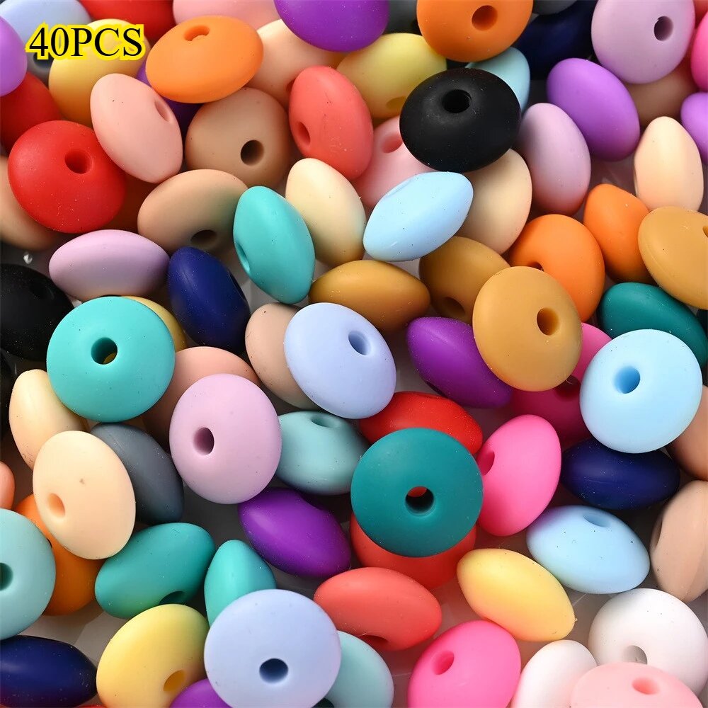 Силиконовые бусины-абакусы 12 мм, 40 шт. random mix color