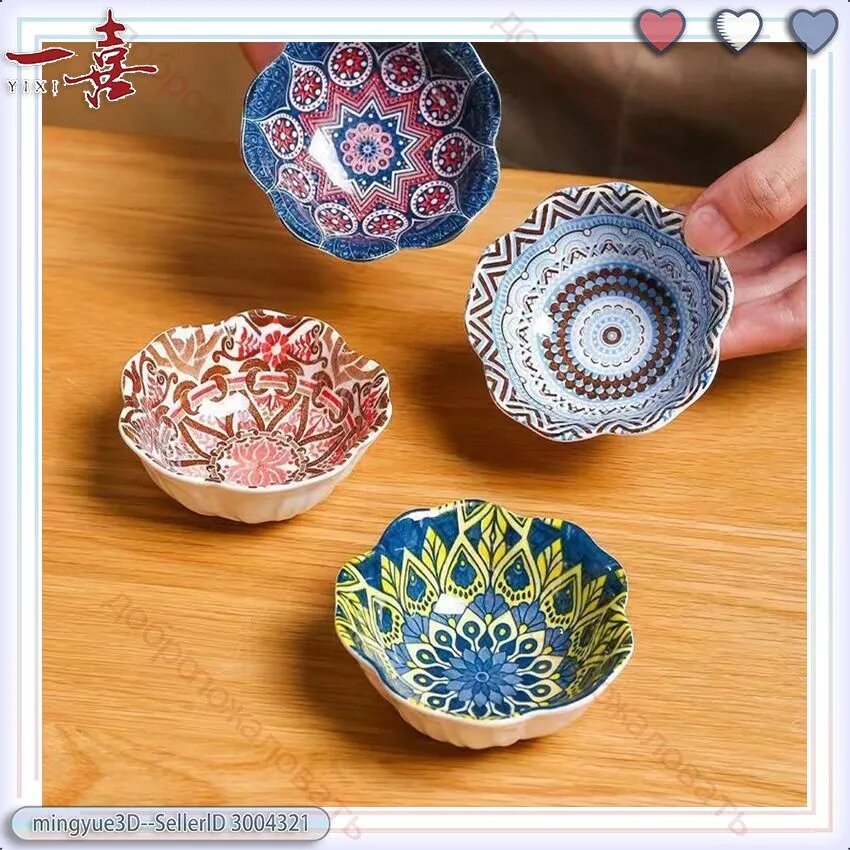 Креманка для соуса, диаметр 8.5 см, керамика, 4 шт, assorted color