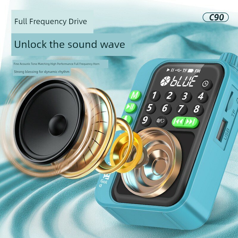 Портативная Bluetooth-колонка Jinzheng C90 с функцией запланированного отключения, слотом для карт, поддержкой