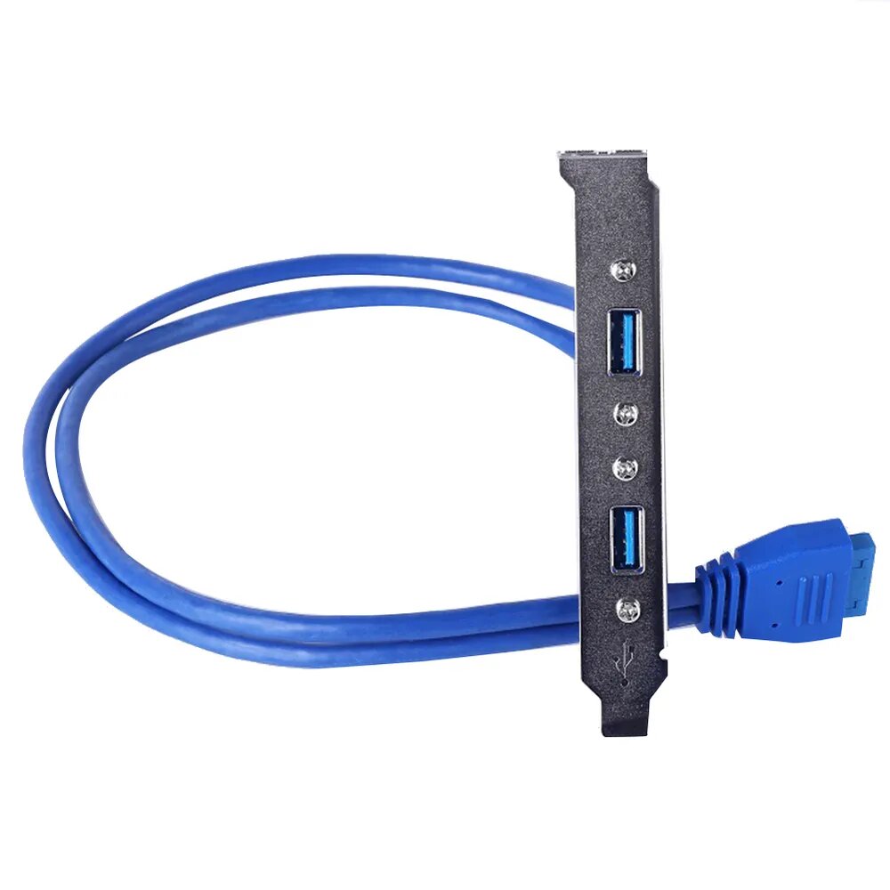 Удлинитель кабеля, черный, кабель-кронштейн с двумя портами USB для подключения к материнской плате компьютера — фото 1