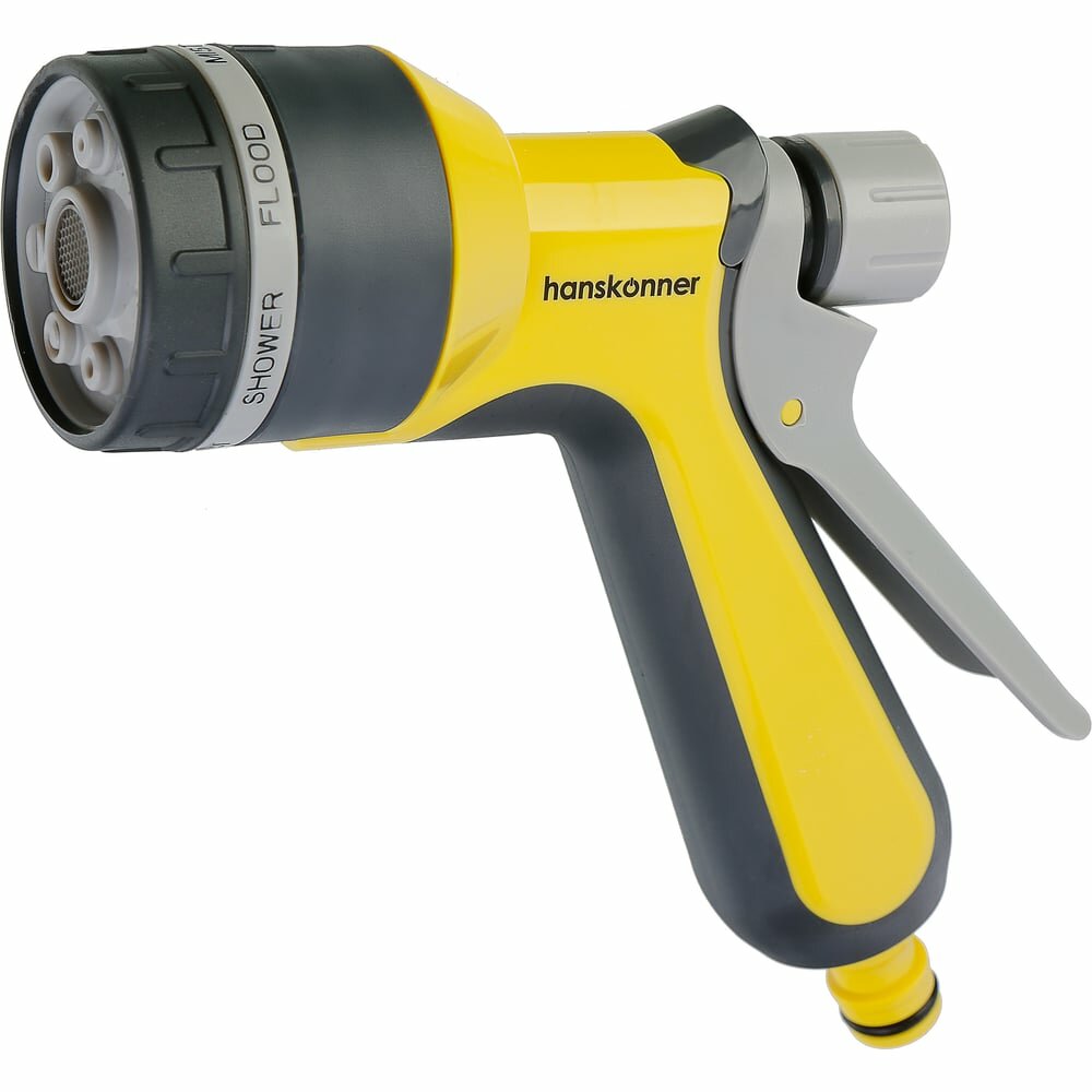 Пистолет для полива Hanskonner 7 функций + фитинг аквастоп, пласт, HK3015-25-7AS