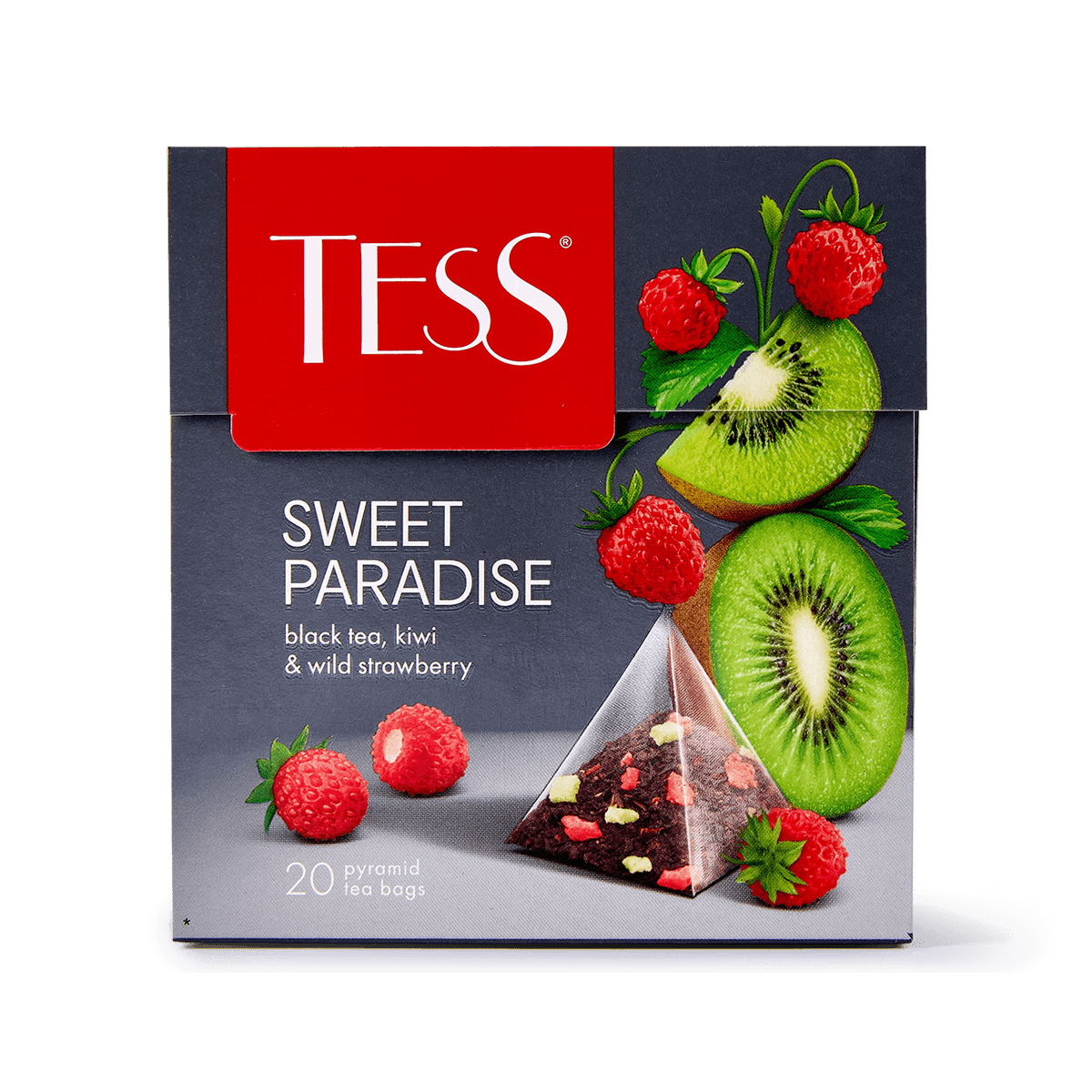 Чай Tess Sweet Paradise, чёрный, в пирамидках, с ароматом киви и земляники, 36 г