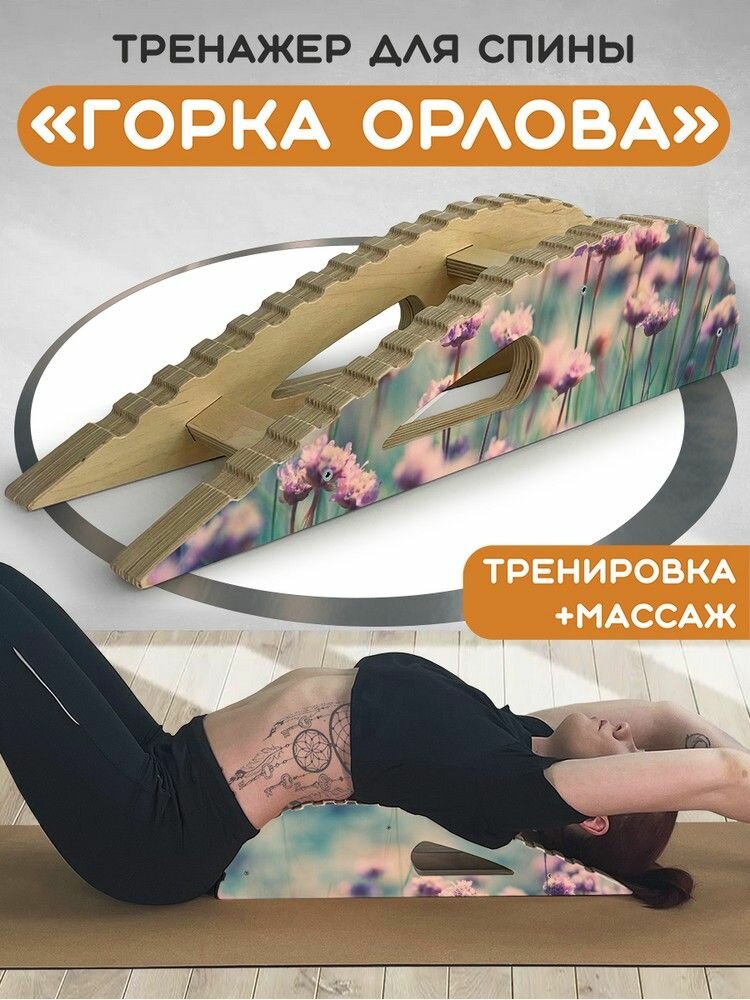 Массажер-тренажер для спины "Горка Орлова" с принтом "Пейзаж Цветы ( природа спорт, здоровье спина пастель для мамы, для сестры, для бабушки) - 69 "