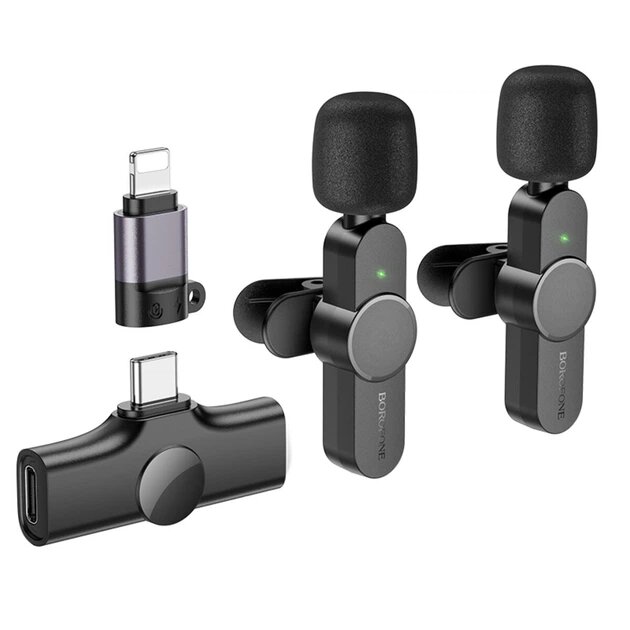 Беспроводная петличная микрофонная система (радиопетличка) Borofone BFK12 Trophy (Stream). For USB-С / 2 микрофона + передатчик