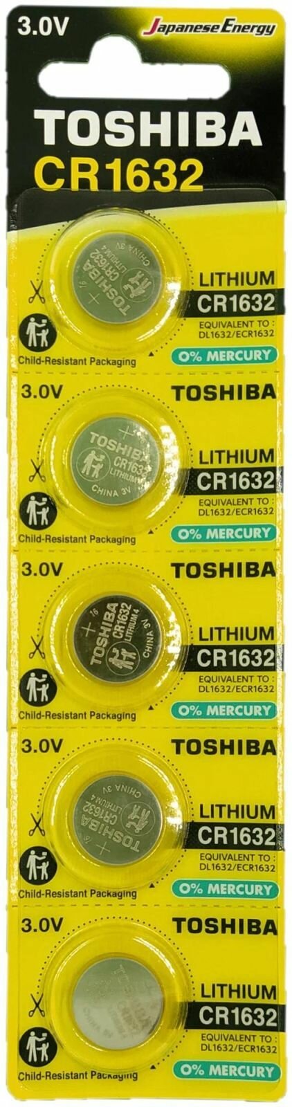 Батарейки TOSHIBA CR1632CP5C CR1632 литиевые таблетки 3V, 5 шт