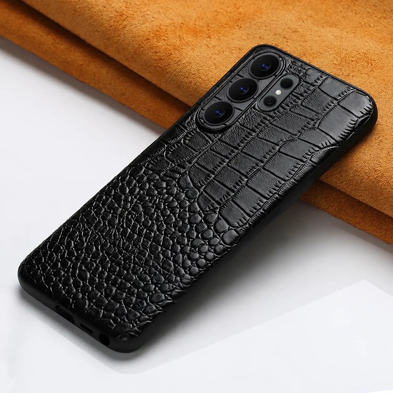 Натуральный кожаный чехол для телефона Samsung Galaxy S26 S24 S23 Черный, Black, For Galaxy S25 FE