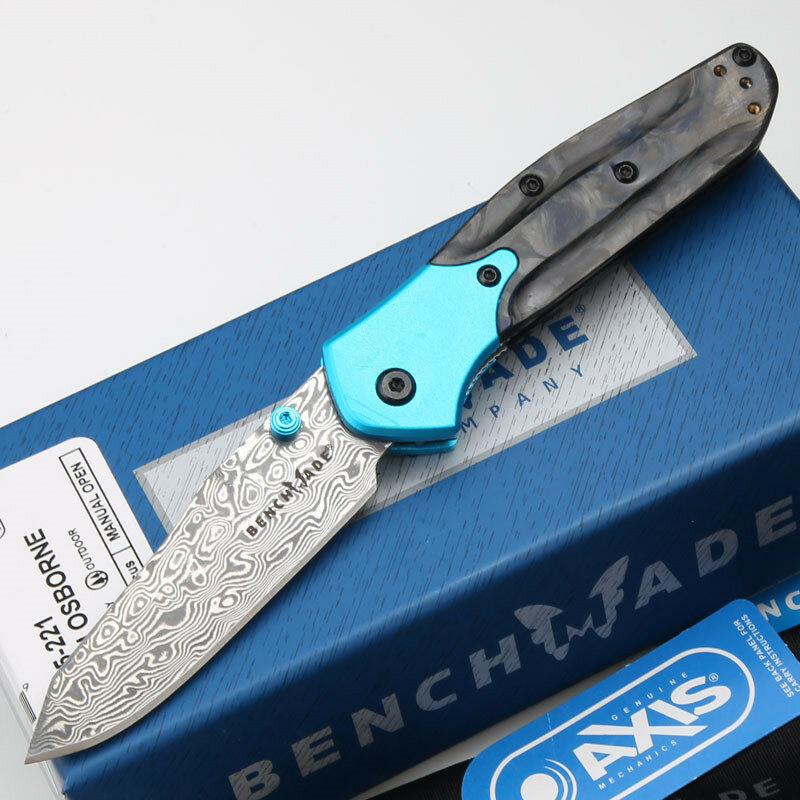 Benchmade945-221 Высококачественный складной нож для выживания в дикой природе, лезвие из дамасской стали высокой твердости, легкая прочная рукоять из алюминия и углеродного волокна, подходит для кемпинга и походов