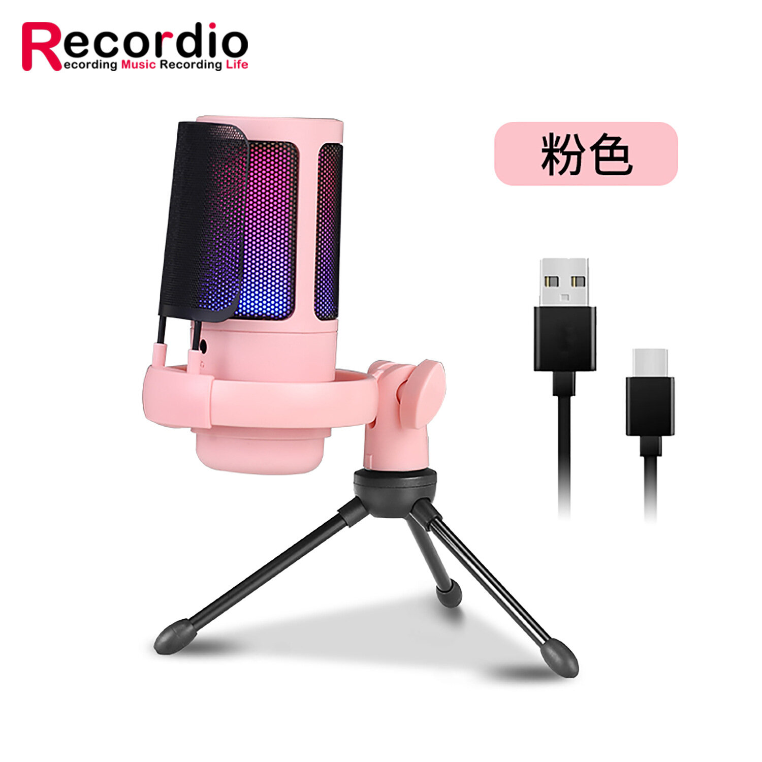 GAM-ME6S USB игровой микрофон с RGB-подсветкой и шумоподавлением для стриминга, записи и мобильного использования —