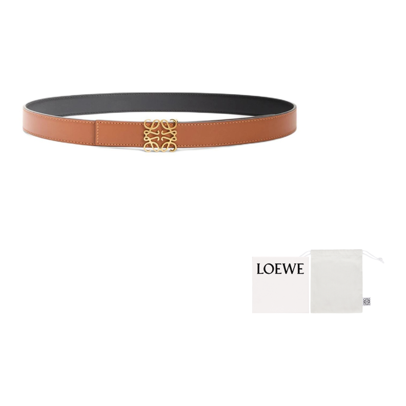 LOEWE Ремни из коровьей кожи Мужской Коричневый Черный Ширина 2,8 см 95