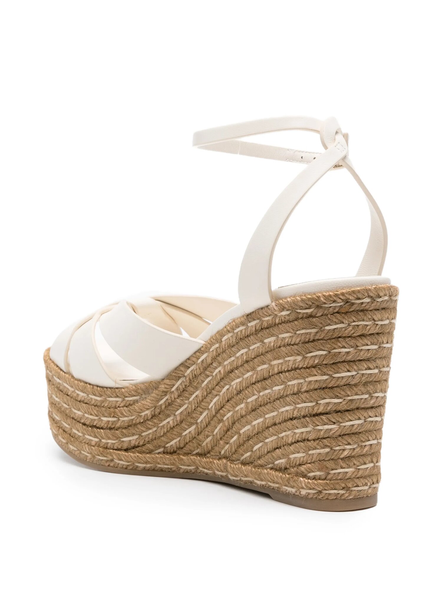 Эспадрильи JIMMY CHOO Korra leather wedge espadrilles, размер 37, white — фото 1