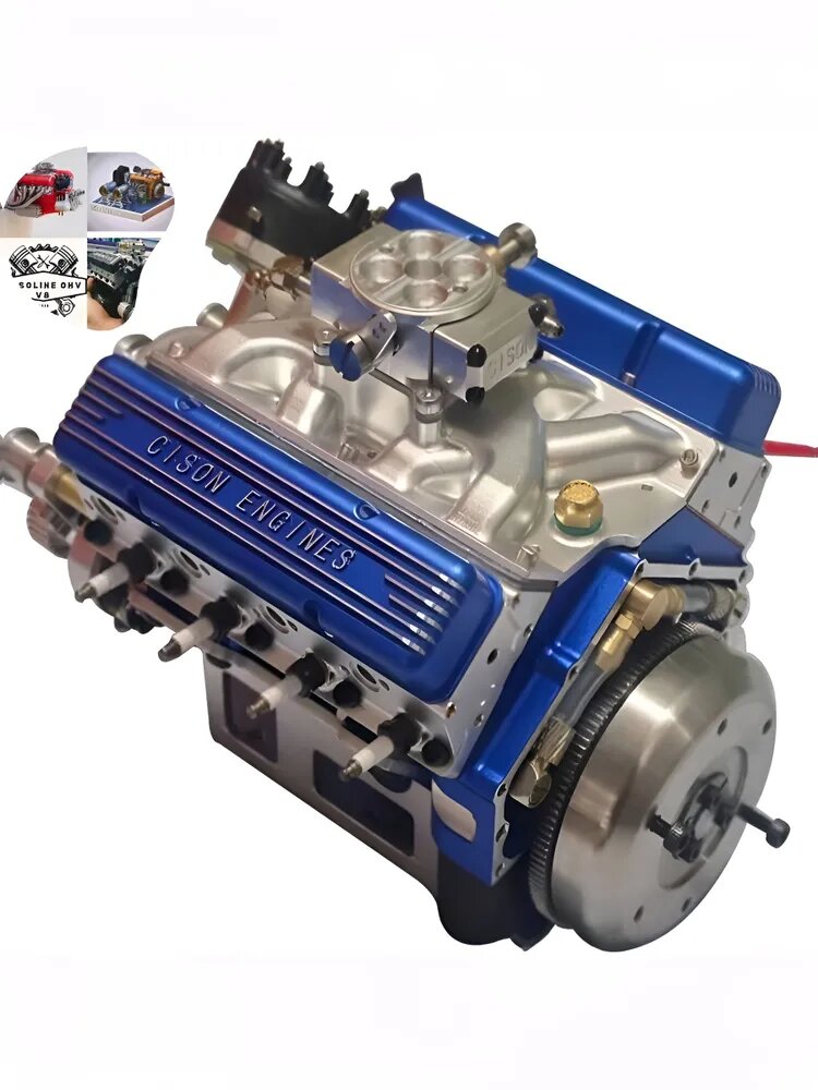 BESTSKY Модель двигателя V8 OHV с бензиновым топливом, миниатюрная модель для взрослых, сборка, синий.