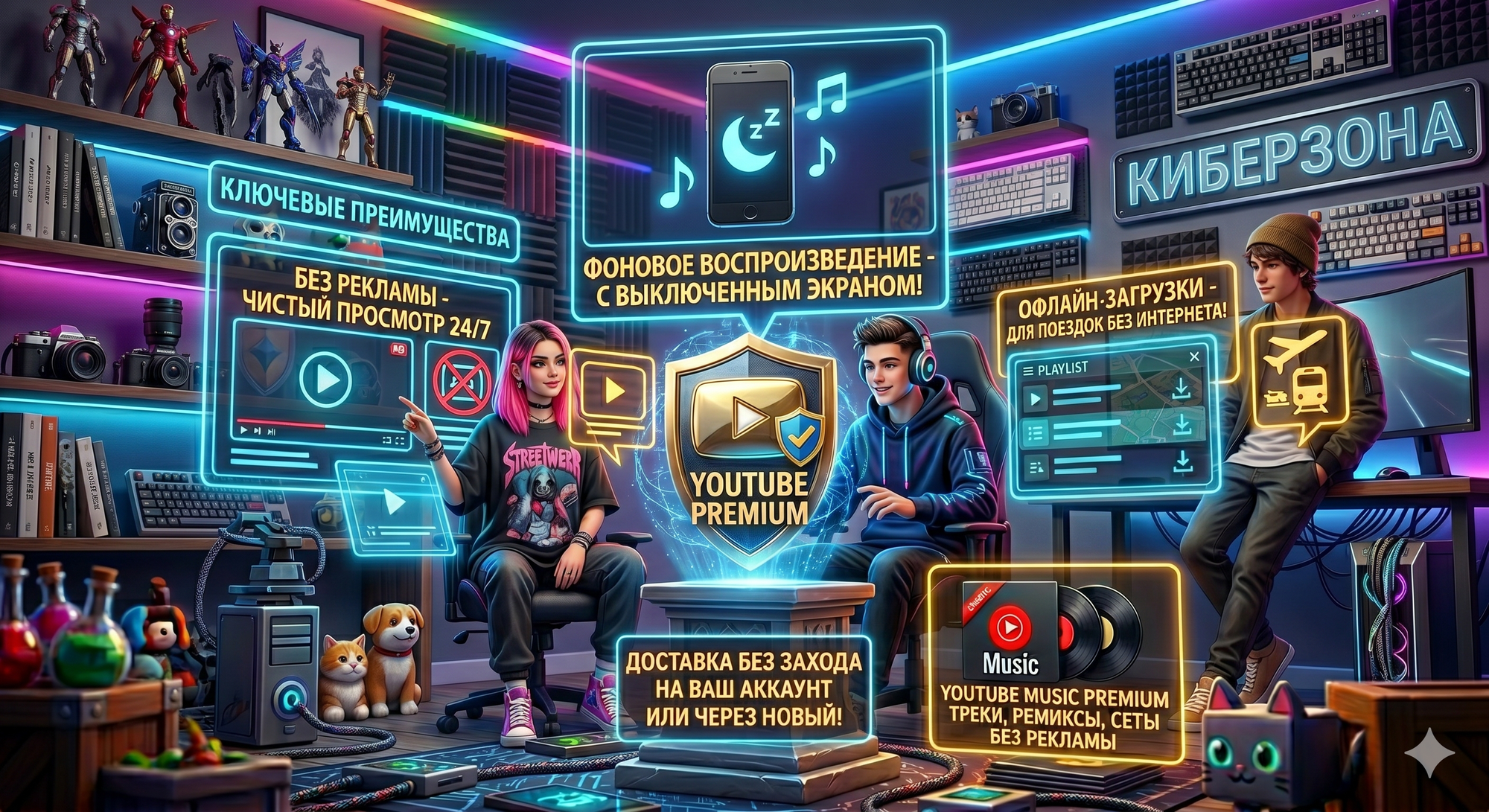 YOUTUBE без рекламы! Premium на твоем аккаунте уже сегодня, видео в фоновом режиме 30 дней