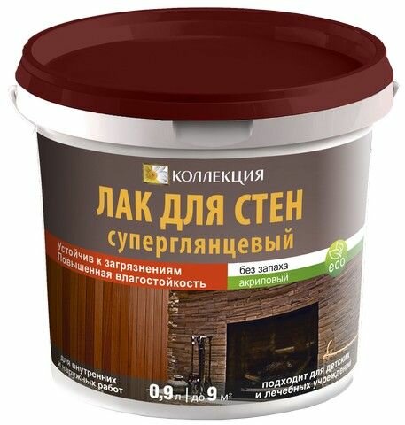 Лак акриловый Ижсинтез для внутренних и наружных работ, суперглянцевый, вес 0.9 кг, Коллекция