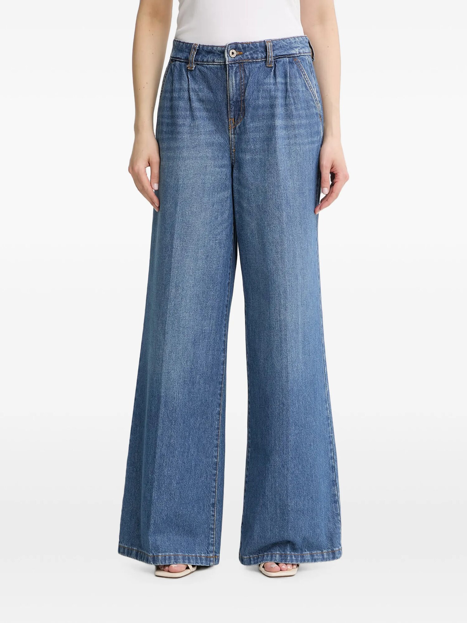 Джинсы Pleated wide-leg jeans 