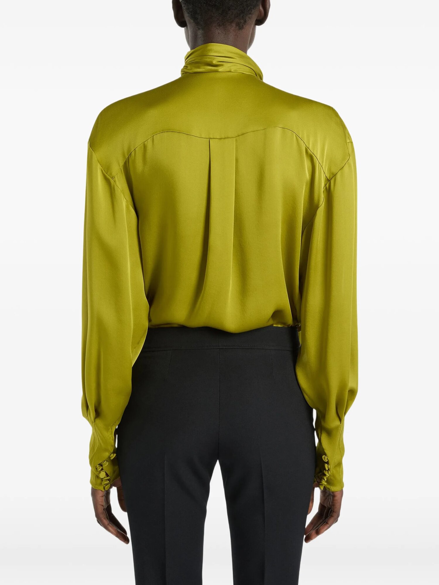 Блуза BALMAIN Draped silk chiffon blouse, размер 38, зеленый, — фото 1