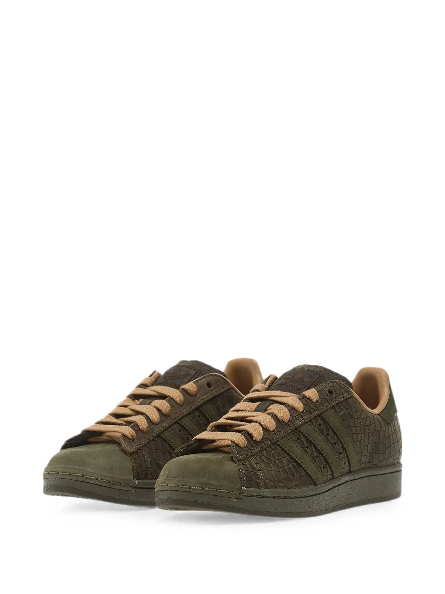 Кроссовки adidas Superstar II croc-effect sneakers, размер 10.5 US, green — фото 1