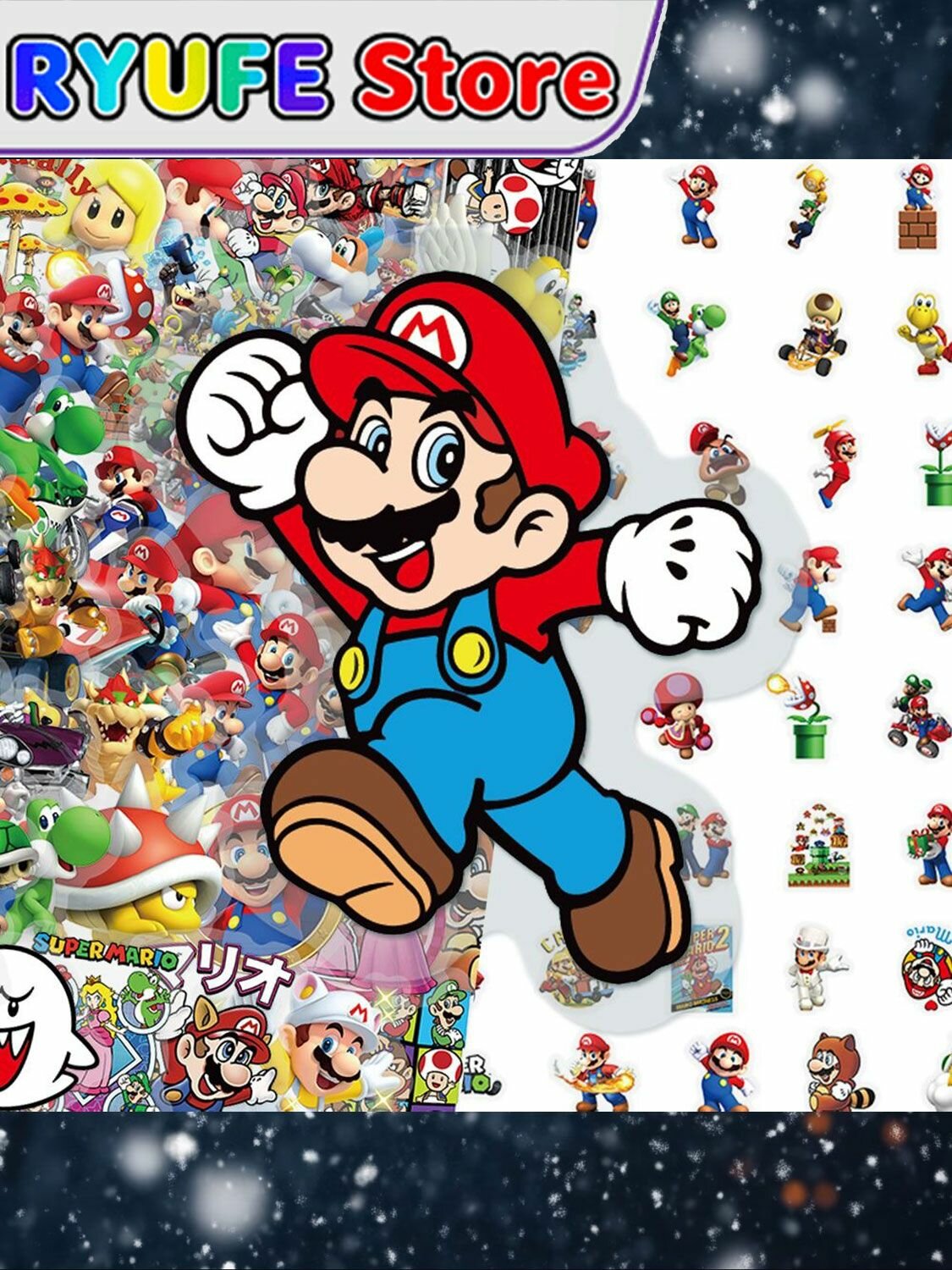 PET-наклейки с персонажами Super Mario. Яркий дизайн. Декор для стола и канцелярии. Творчество и игра своими руками.