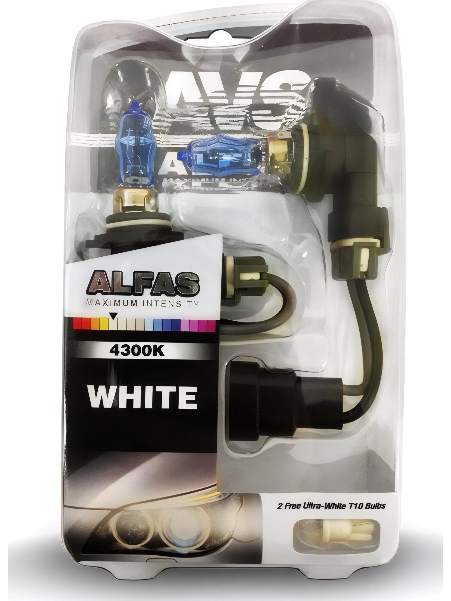 Галогенные лампы AVS ALFAS Maximum Intensity 4300K H13 12V 75/85W (A07288S) - яркий белый цвет, кварцевое стекло, керамический патрон