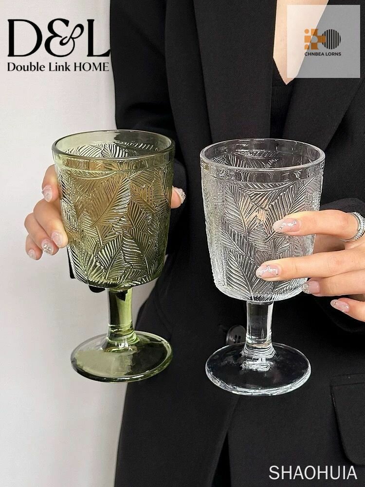 Стаканы Double Link HOME с рельефным листовым узором, 2 шт, зеленый и прозрачный, для дома