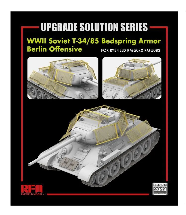 Rye Field RFM 2043 1/35 wwii soviet t34/85 bedspring aor Берлин Грубый. Обновить пакет
