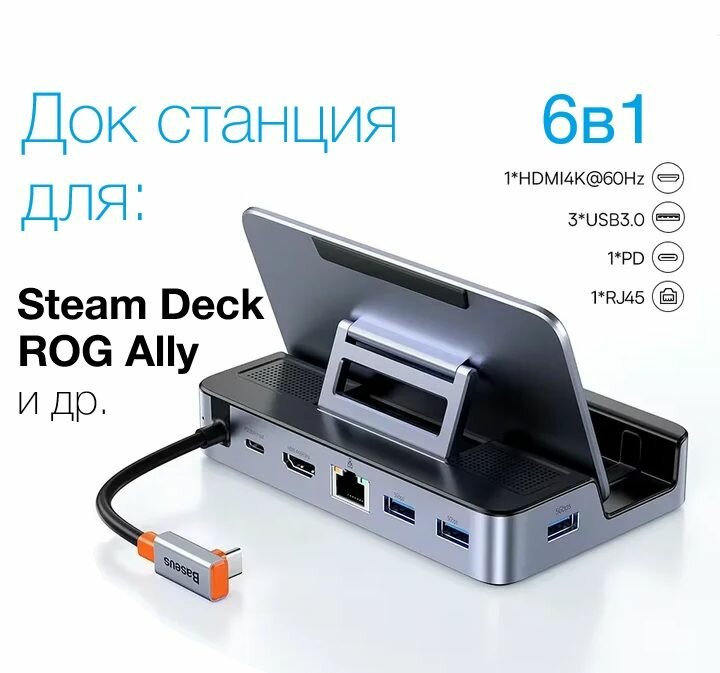 Док-Станция Baseus для Steam Deck, ROG Ally 6 в 1