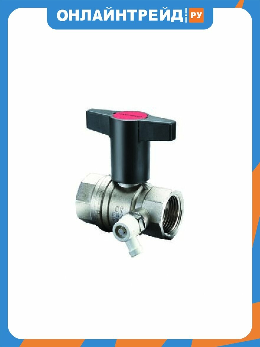 Кран шаровой Oventrop Optibal, полнопроходной, DN-25, 1", ВВ, PN, бар-16, ручка-пластмассовая, удлинённая антрацит, латунь, никелированный, со штуце