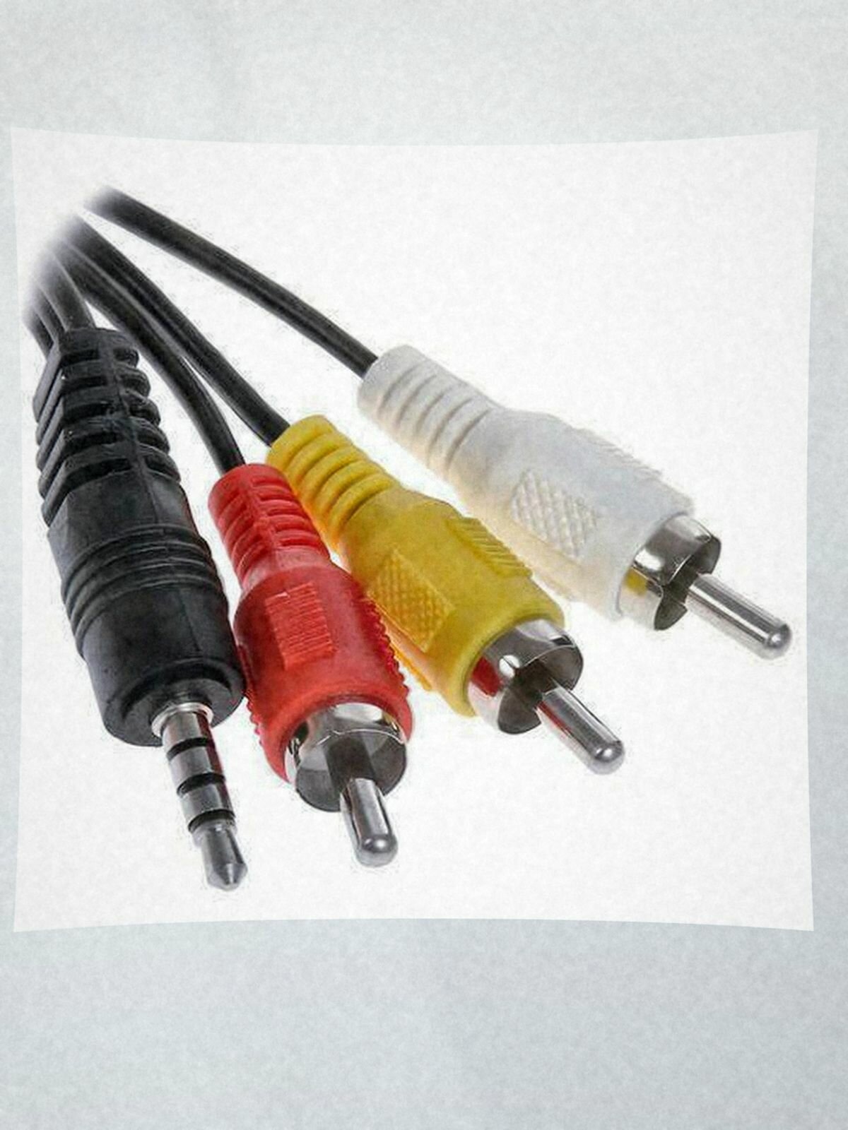 Аудиокабель, разъем jack 3.5 мм-3RCA, цвет- черный, практичный