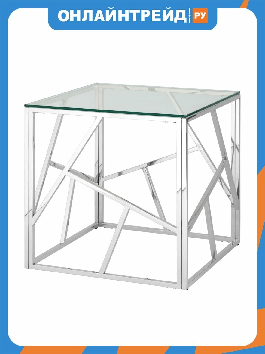 Стол журнальный Stool Group стул груп 55*55 АРТ деко, прозрачное стекло, сталь