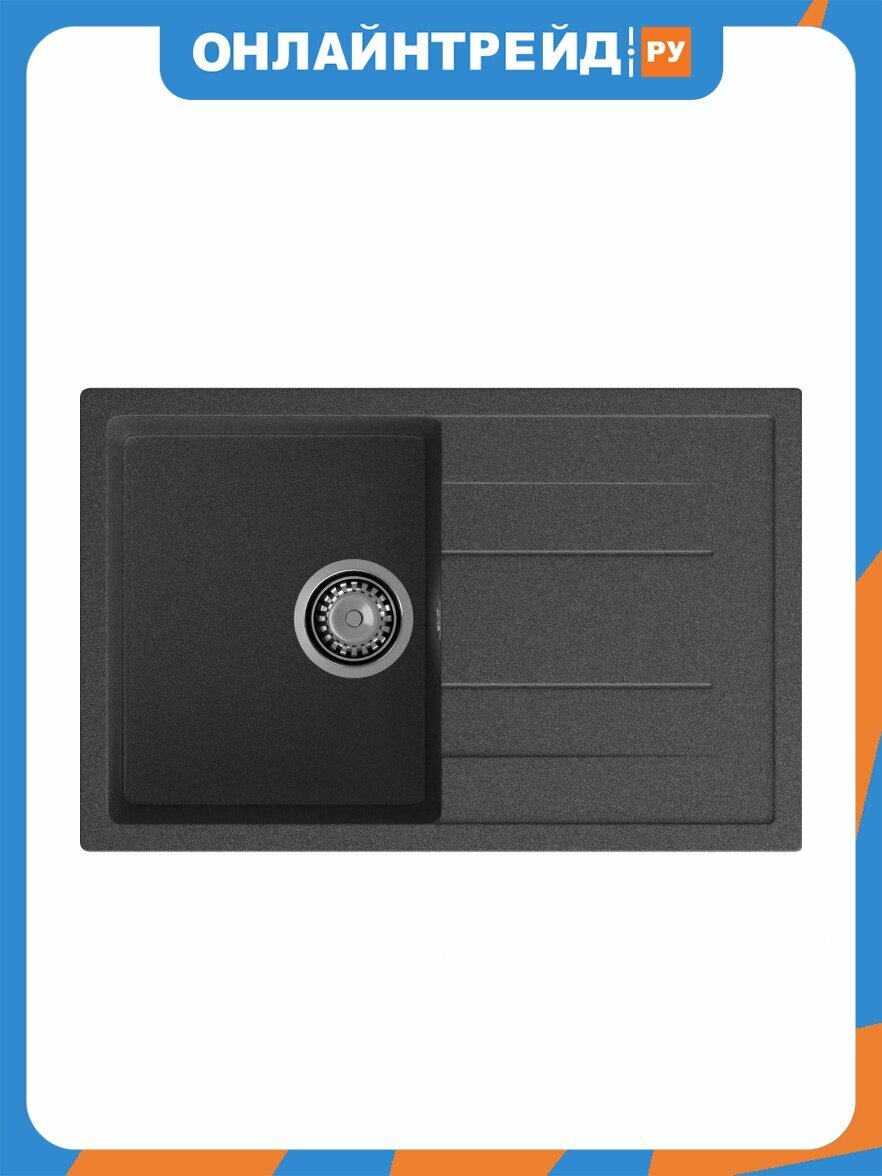 Кухонная мойка Granfest QUADRO 780L 1-чаша+крыло 770*495мм арт. GF-Q-780L графит