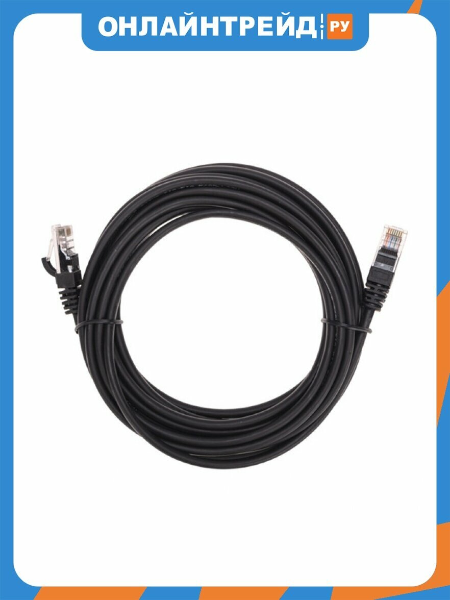 Патч-корд U/UTP Rexant cat 5e, медь, LSZH (негорючий), 5 м, RJ45-RJ45, 26AWG, черный
