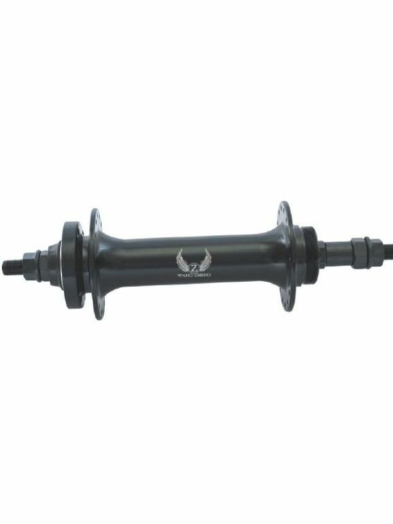 Втулка WZ-A213 RB black задняя FAT BIKE алюминиевая, под диск 6 болтов, под трещотку, на гайках, 36 отверстий, ось 3/8'х195x240мм, промподшипники, черная