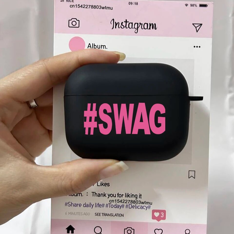Черный чехол для AirPods 4 Pro #SWAG