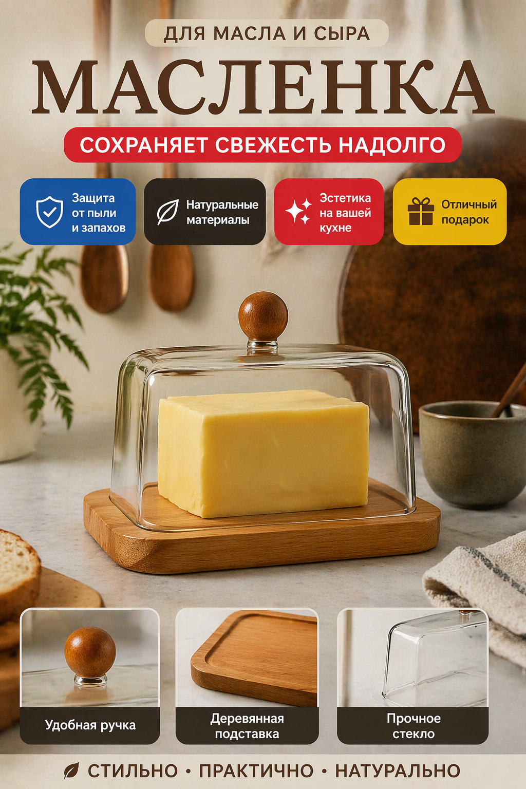 Сырница масленка регулируемая для салатов, подарок на день рождения