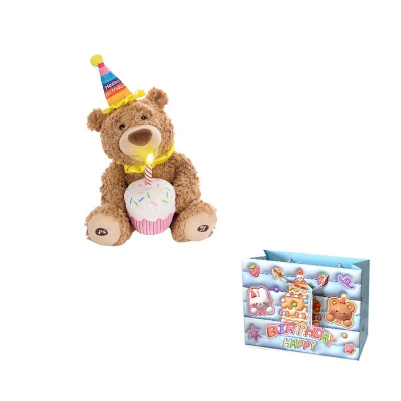 Плюшевая игрушка унисекс GEWEILA Поющая Медведь Тедди, Birthday Bear, 37CM EU