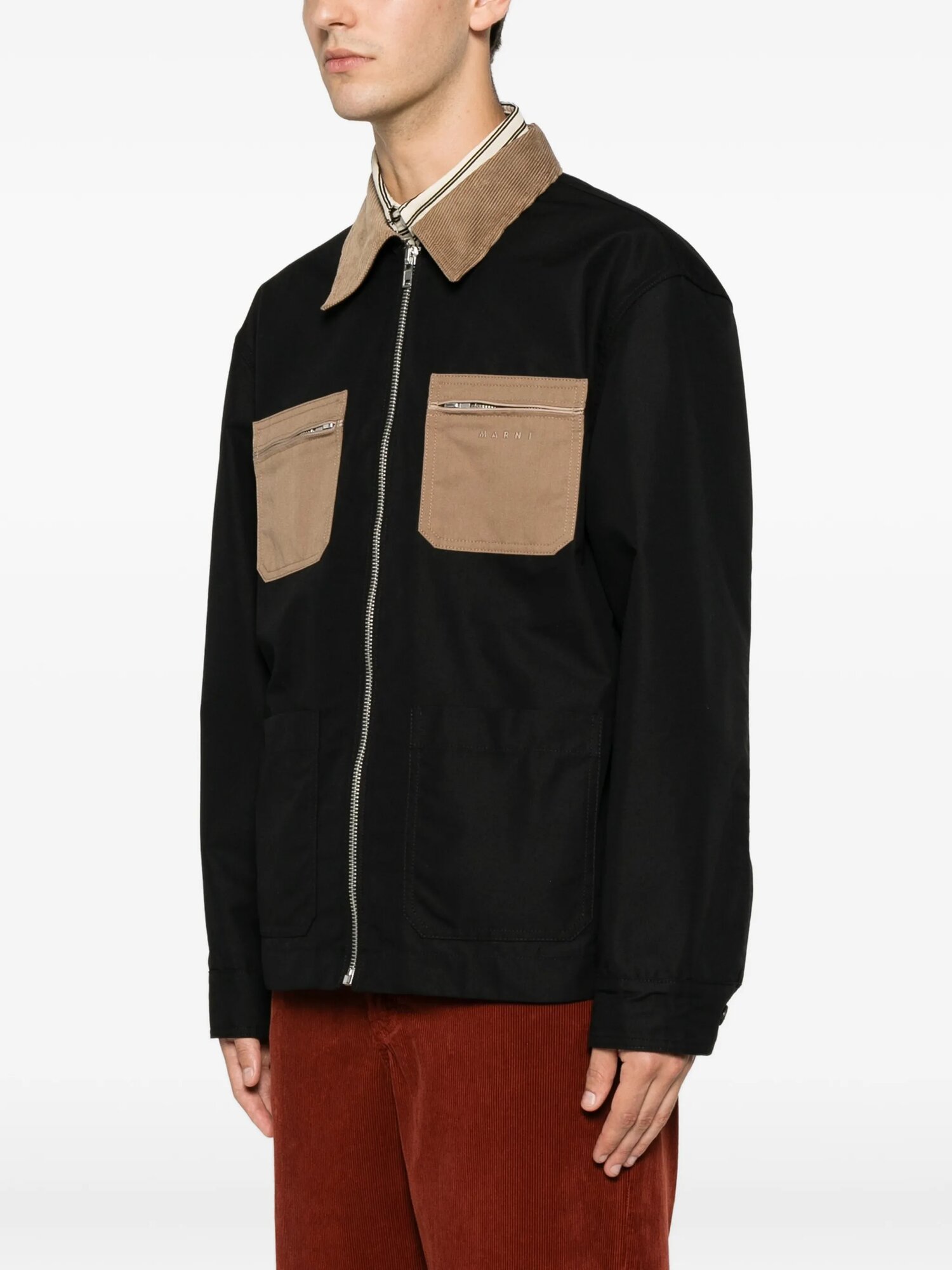 Куртка Marni Contrast-collar patch-pocket jacket, размер 46 — фото 1
