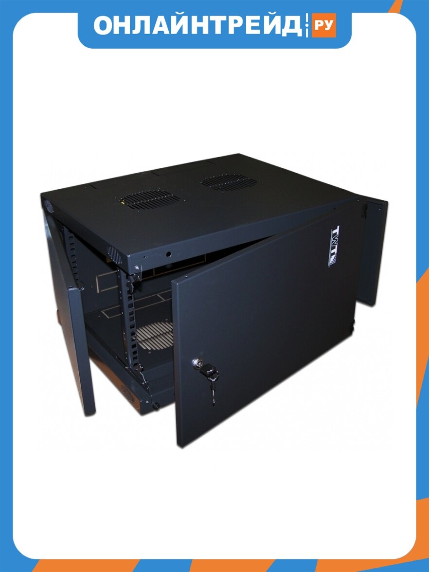 Шкаф настенный Lanmaster Next 19", 15U, 550x600, металлическая дверь, черный, 1 часть (TWT-CBWNM-15U-6x6-BK)