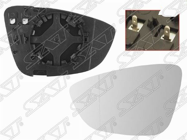Полотно зеркала SAT ST-VW27-940G-2 Volkswagen Jetta 10-19 / Passat 10-15 Левое Обогрев