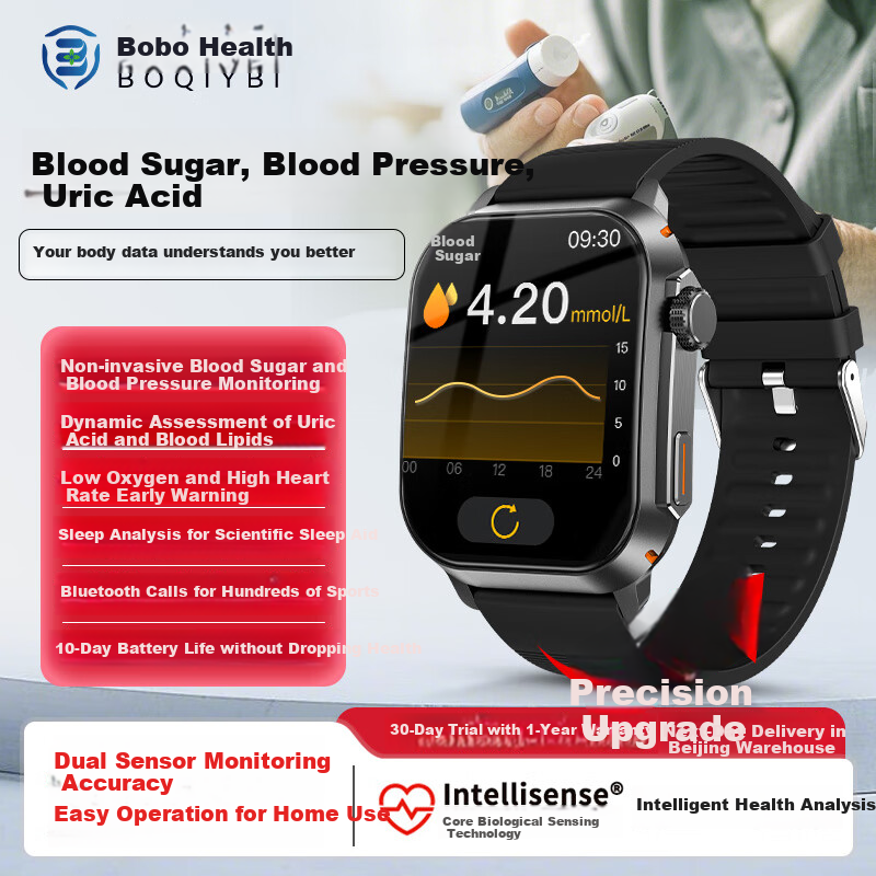 Bobi Smart Health Ring с изогнутым экраном для мониторинга артериального давления, сахара в крови, холестерина, мочевой