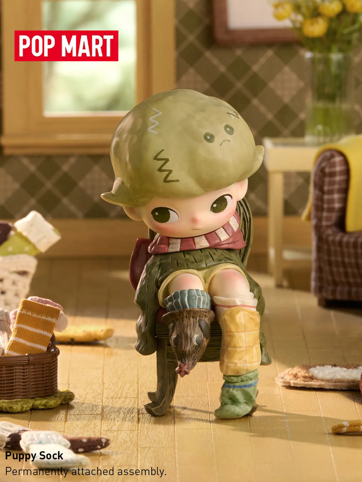 Коллекционная фигурка Pop Mart DIMOO The Missing Day Series Figures-Puppy Sock, игрушка-сюрприз, пластик, 10 см