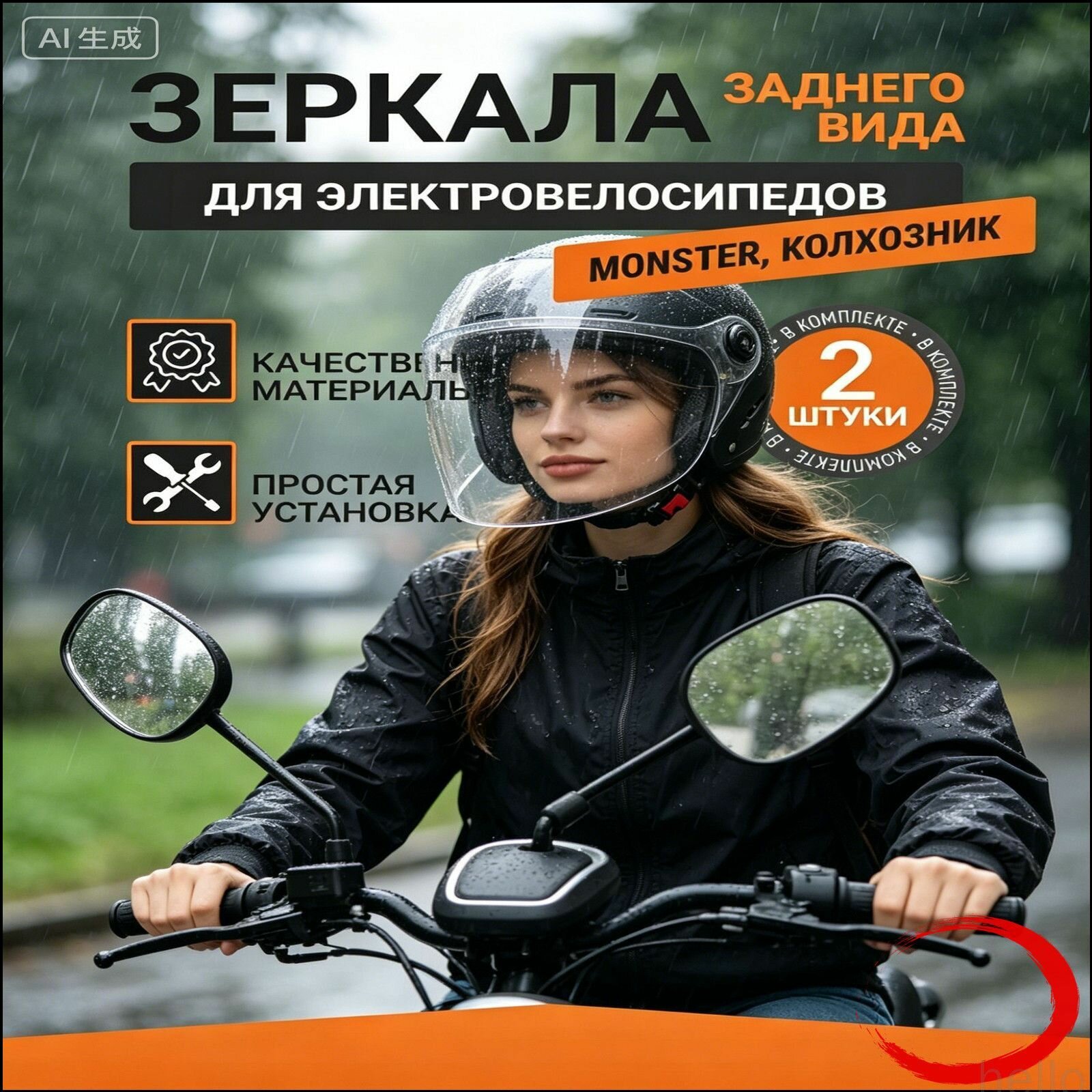 Зеркало заднего вида электровелосипед Minako овальные 2шт