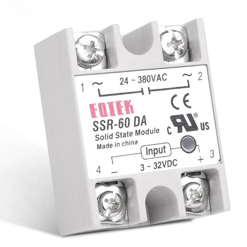 Твердотельное реле SSR 10-100А 12-32В DC на 220-380В AC SSR-60DA