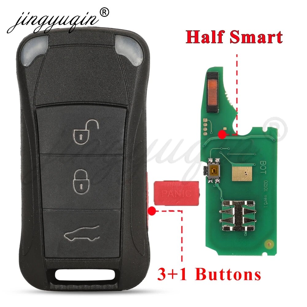 ID46 315/433 МГц Складной ключ-пульт для автомобиля Porsche Cayenne 4 Button Half Smart, 315Mhz