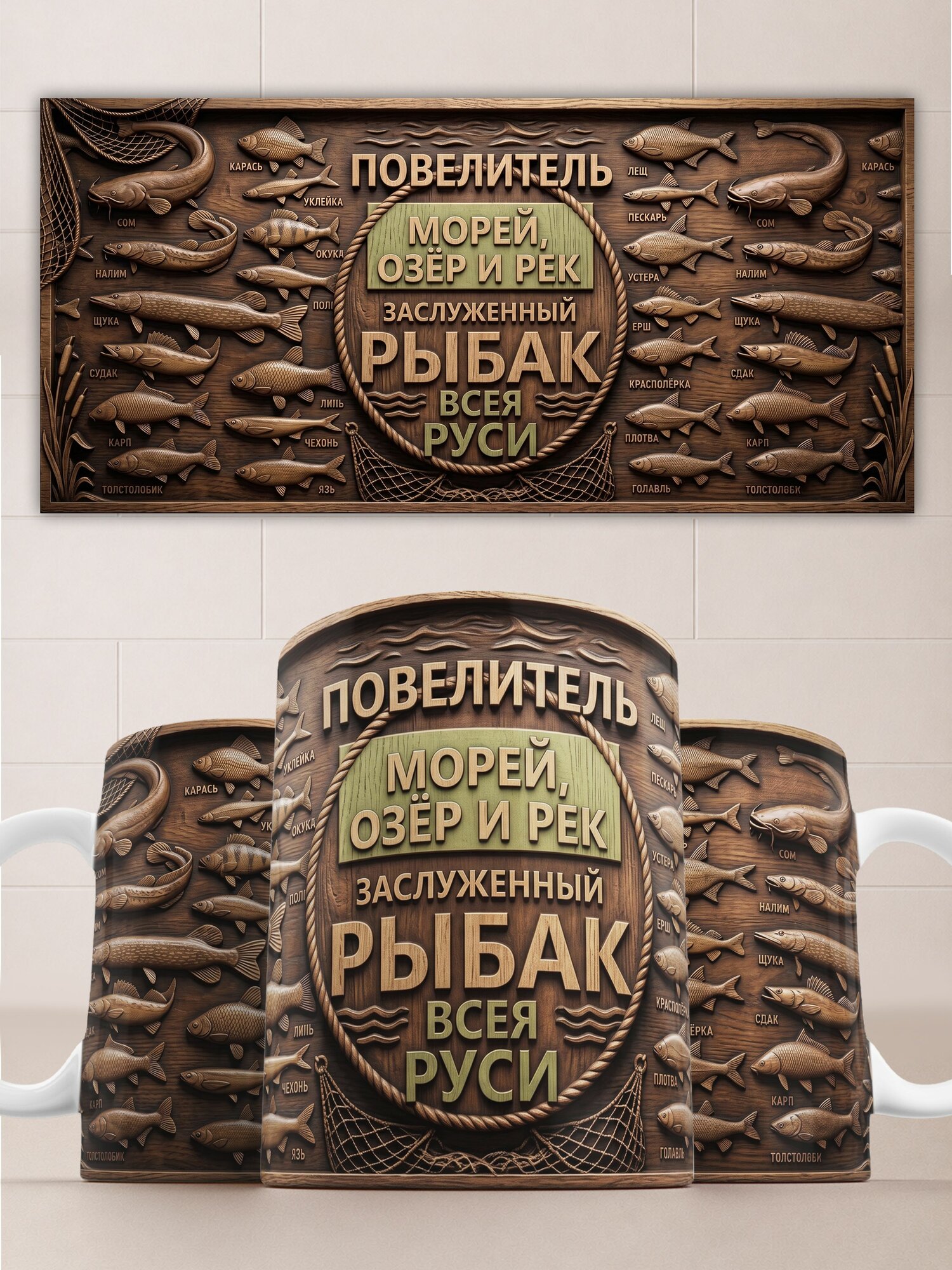 Кружка с принтом Рыбаку